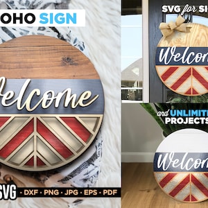 25 Boho Welcome Sign SVG Bundle: Geometric Door Hanger (digital) - Etsy