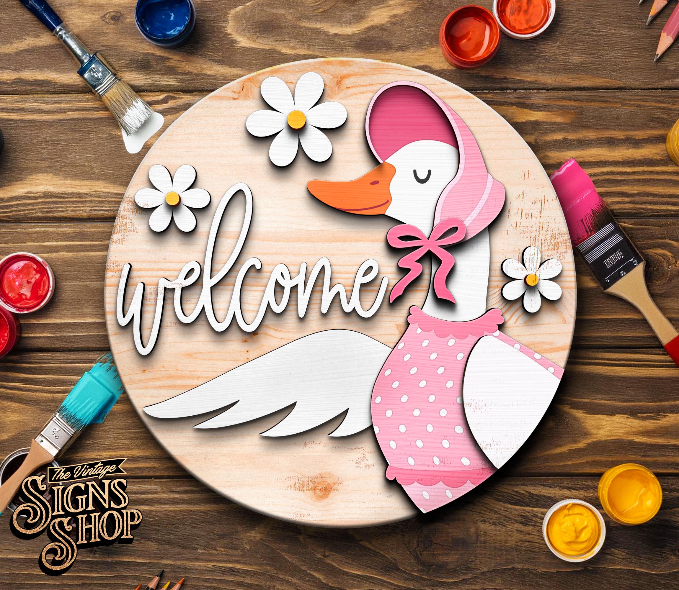 Welcome Goose Lady Door Hanger SVG Laser Cut File: Funny Porch Sign - Etsy