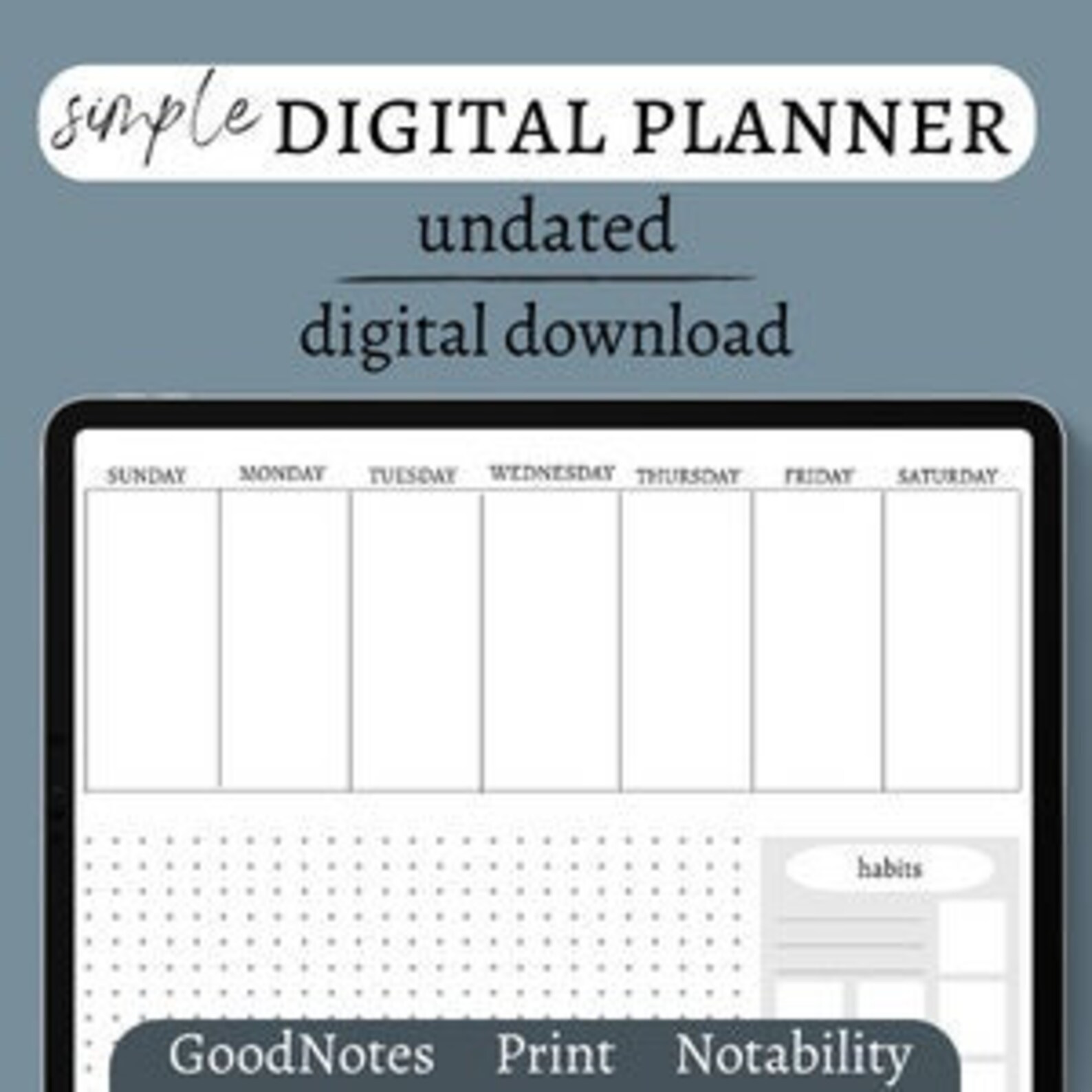 Simple Digital Planner- Goodnotes Digital Planner- Student Digital ...