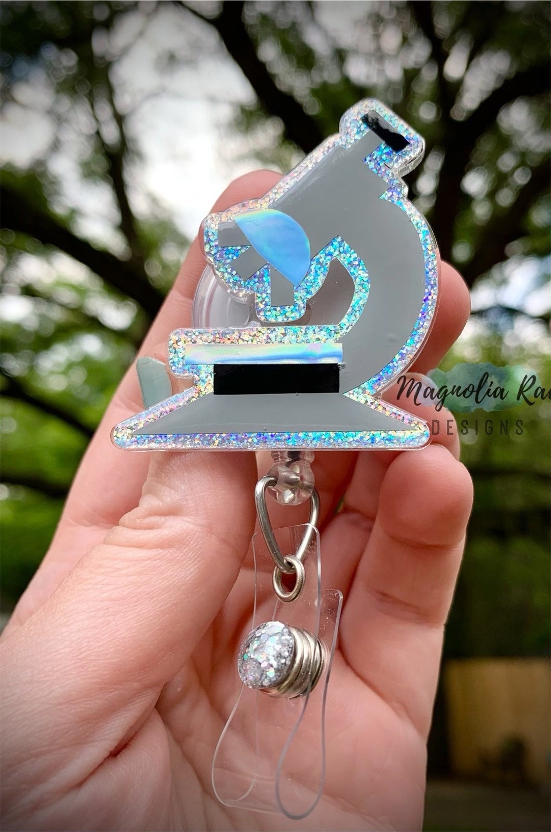 Microscope Badge Reel - Lab Tech Badge Reel - Laboratory ID Name Holder ...