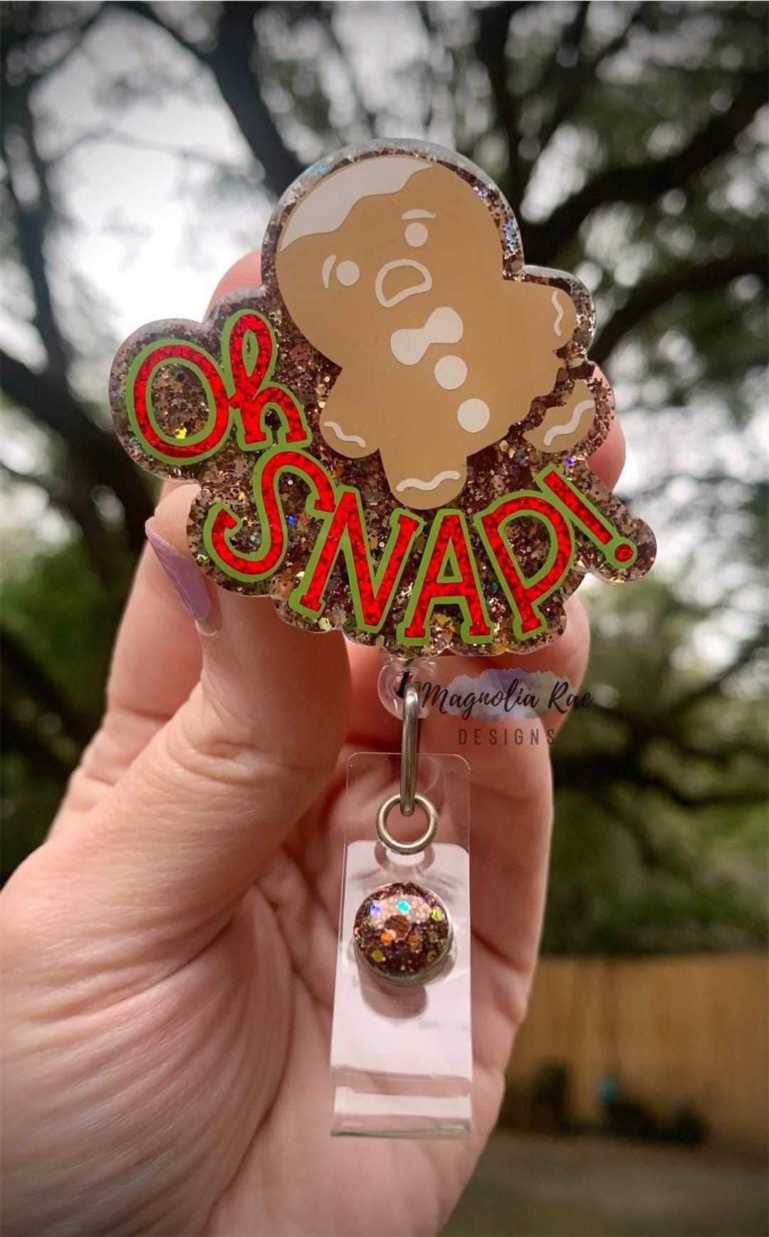 Oh Snap Gingerbread Man Badge Reel - Funny Ortho Tech Nurse Christmas ...