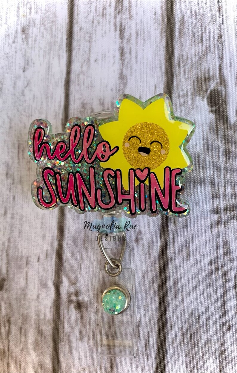 Hello Sunshine Badge Reel- Cute Summer Nurse ID Name Holder- Medical ...