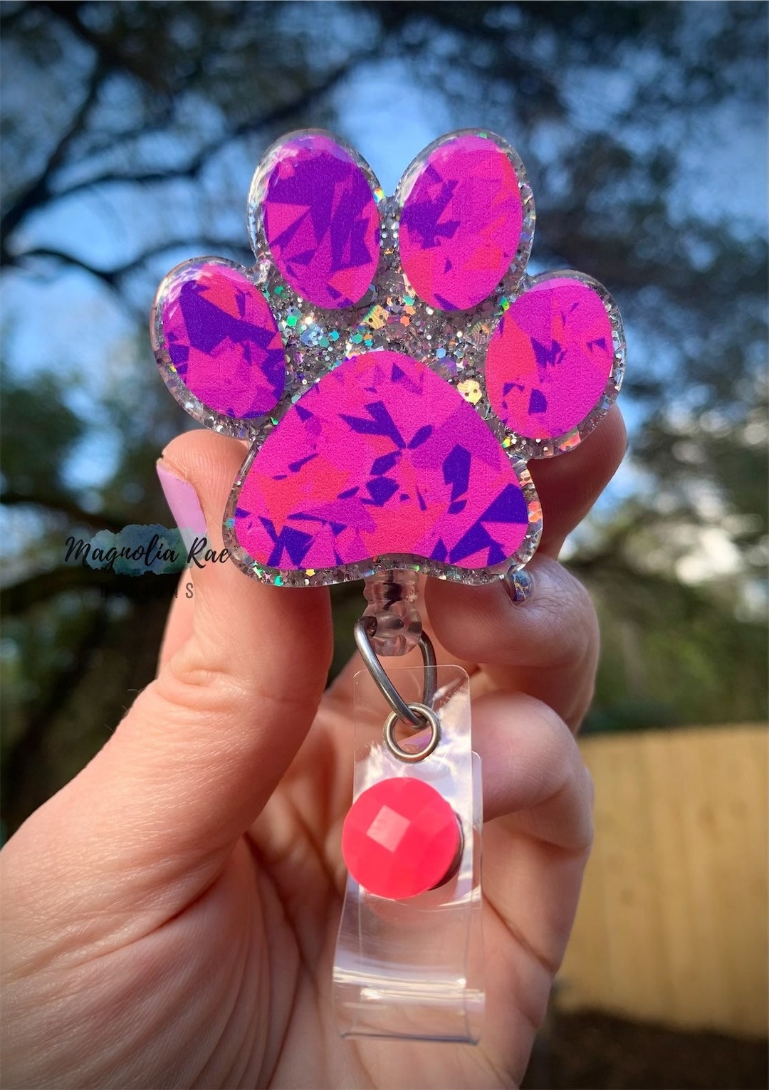 Dog Paw Print Badge Reel - Cute Nurse RN Badge Holder - Medical Vet ...