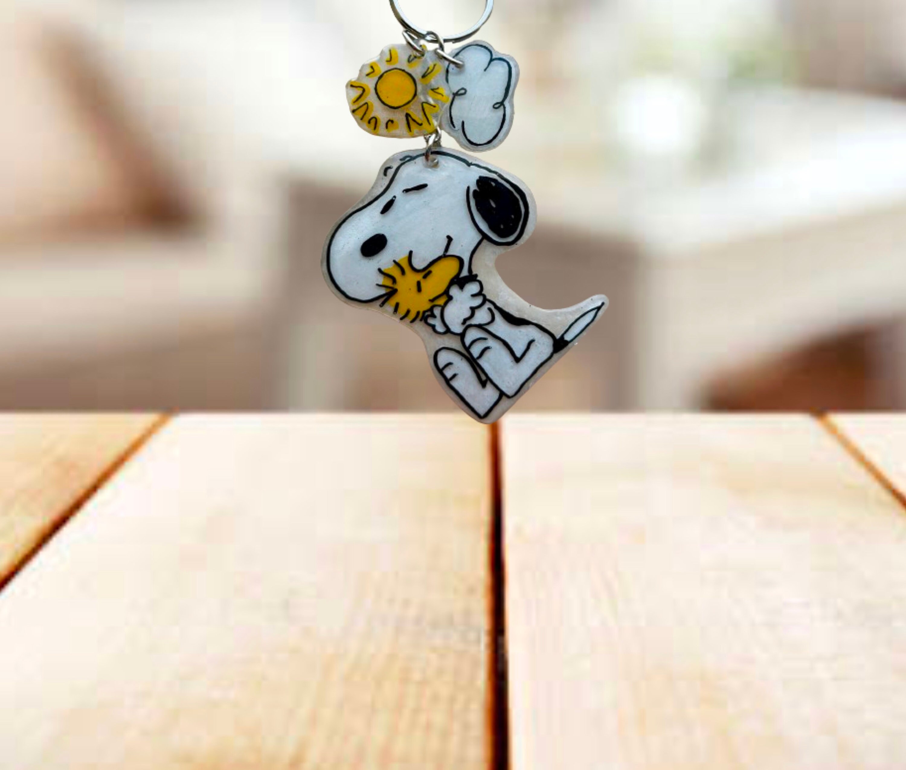 Snoopy Keychain Hand Painted Design Unique Cartoon Character Charm - Etsy