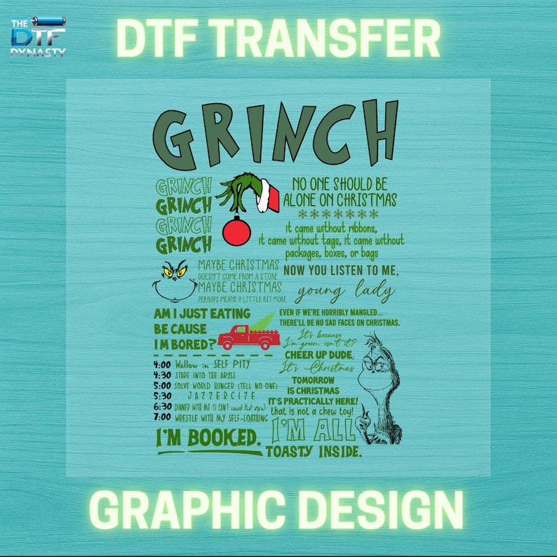 Grinch Schedule Day DTF Ready to Press Heat Transfer - Etsy