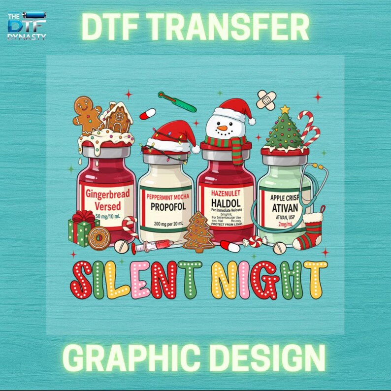 Silent Night Nurse Christmas DTF Ready to Press Heat Transfer - Etsy