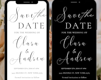 Minimal Save the Date E-invite Template, Minimalist Digital Invite, Electronic Save the Date ...