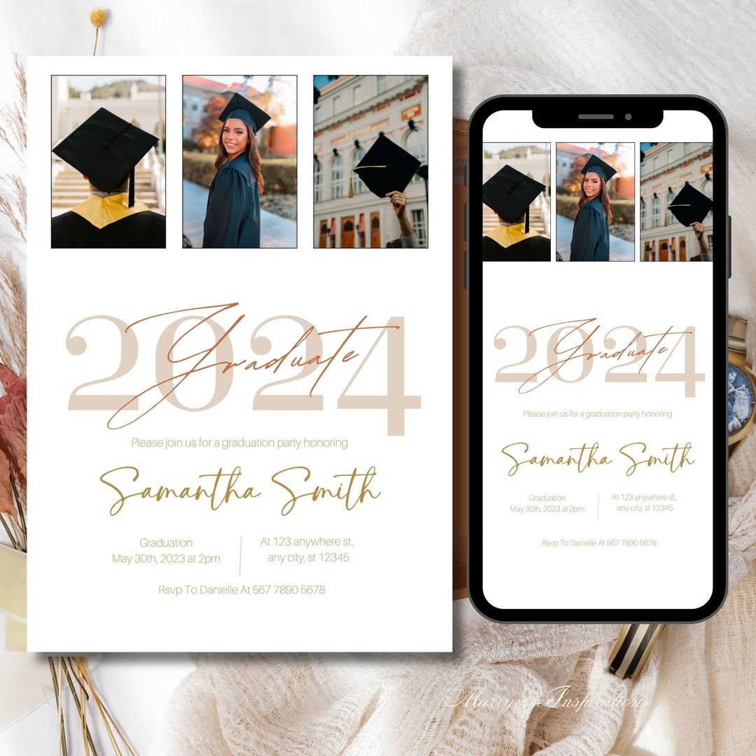 Modern Graduation Announcement Template: Grad Photo Collage (digital ...