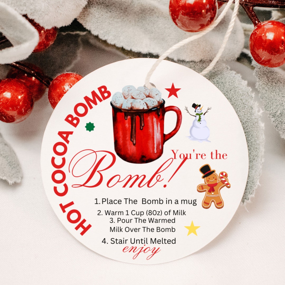 Printable Hot Cocoa Bomb Christmas Gift Tag Template Editable - Etsy