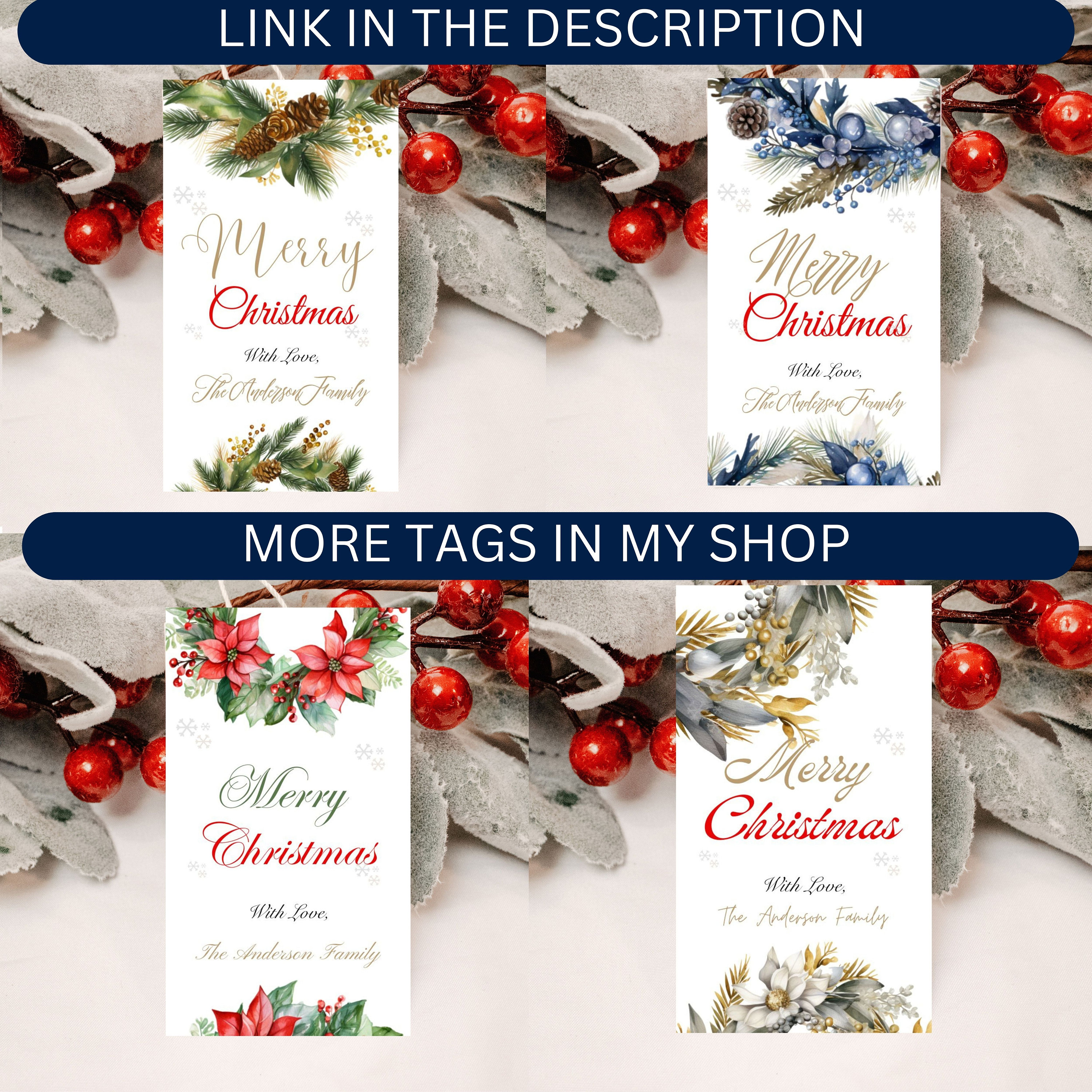 Merry Christmas Gift Tag Printable, Printable Christmas Gift Tag ...