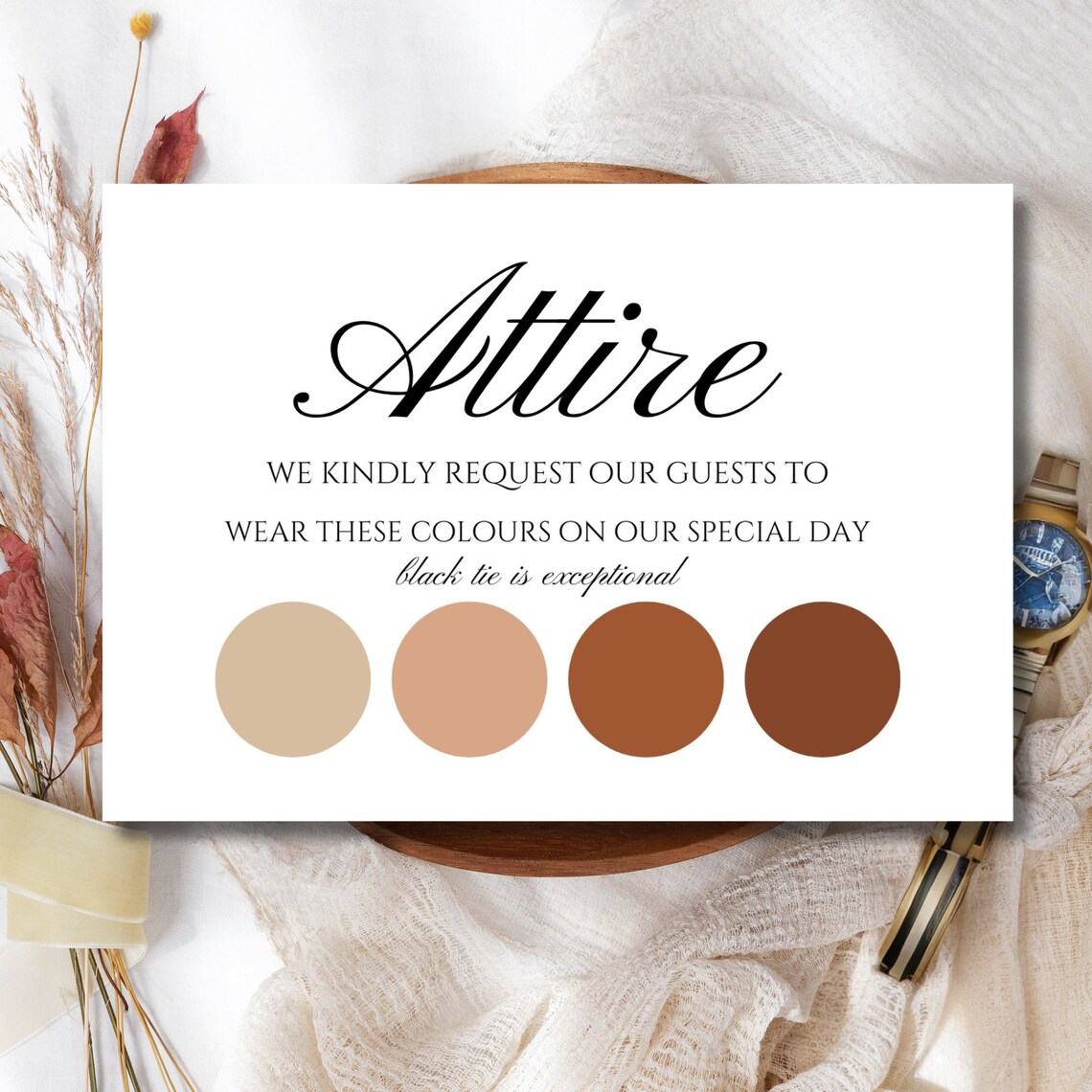Wedding Attire Card Template | Wedding Color Palette Card | Wedding ...