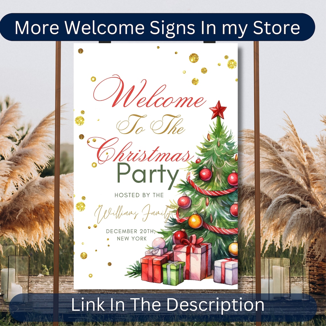 Christmas Welcome Sign, Welcome Poster, Christmas Party Welcome Sign ...