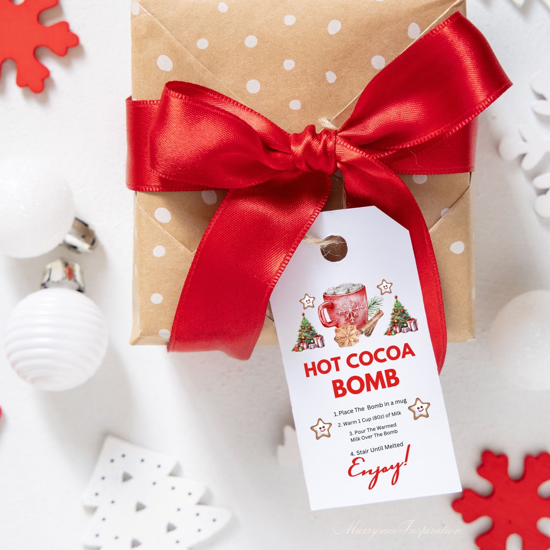 Printable Hot Cocoa Bomb Christmas Gift Tag Template Editable - Etsy