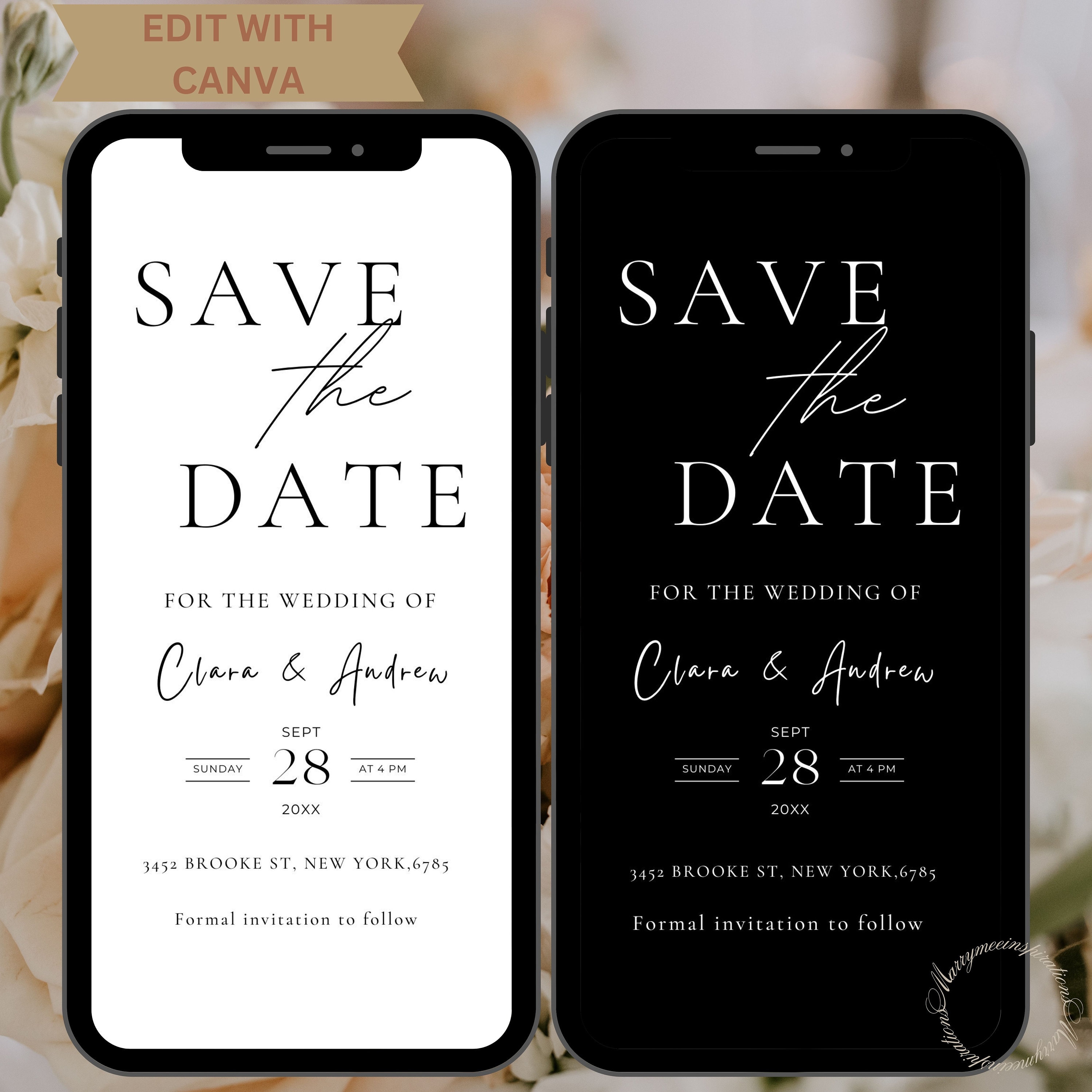 Digital Invite Electronic Save the Date, Minimal Save the Date E-invite ...
