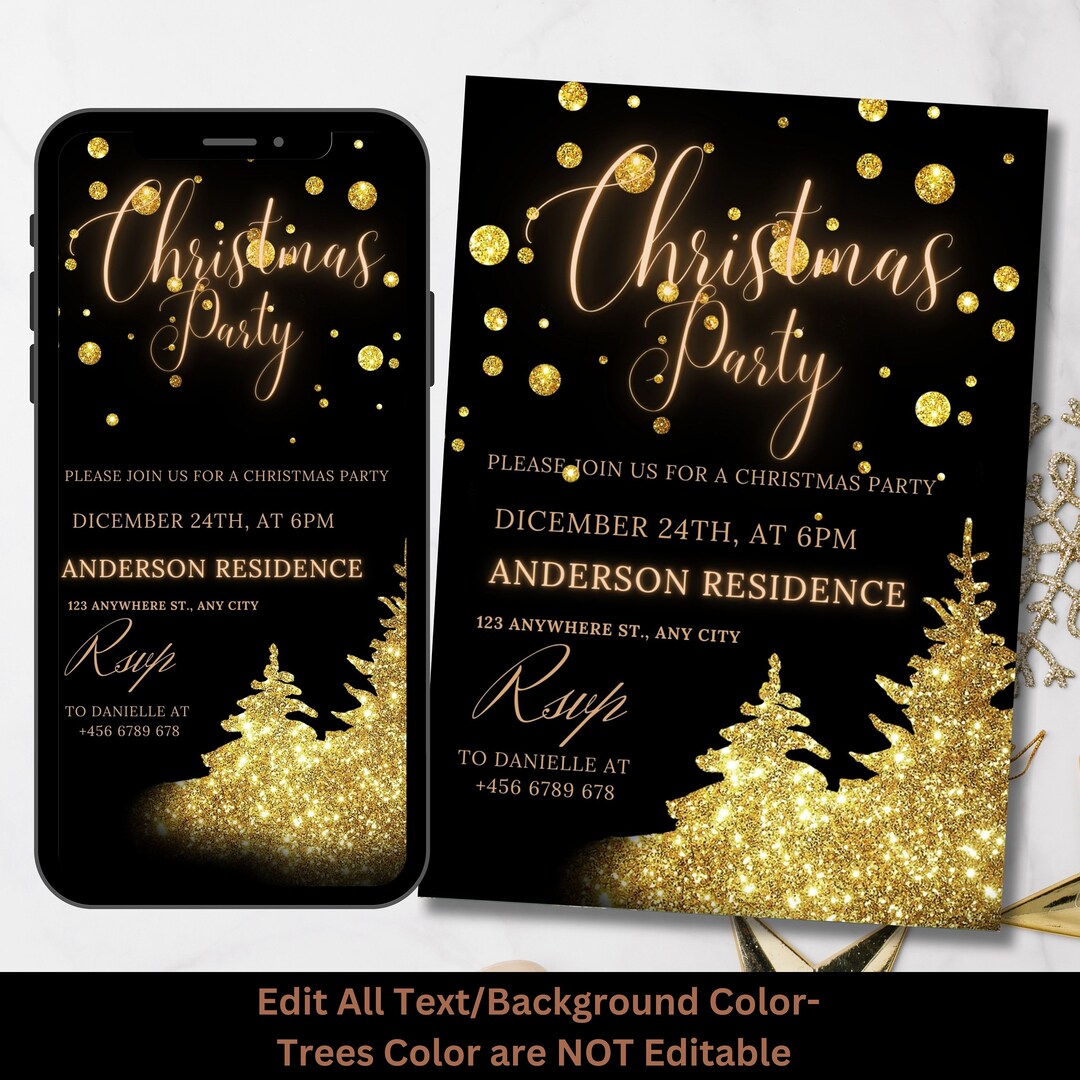 Editable Christmas Party Invitation, Christmas Party Invitation ...