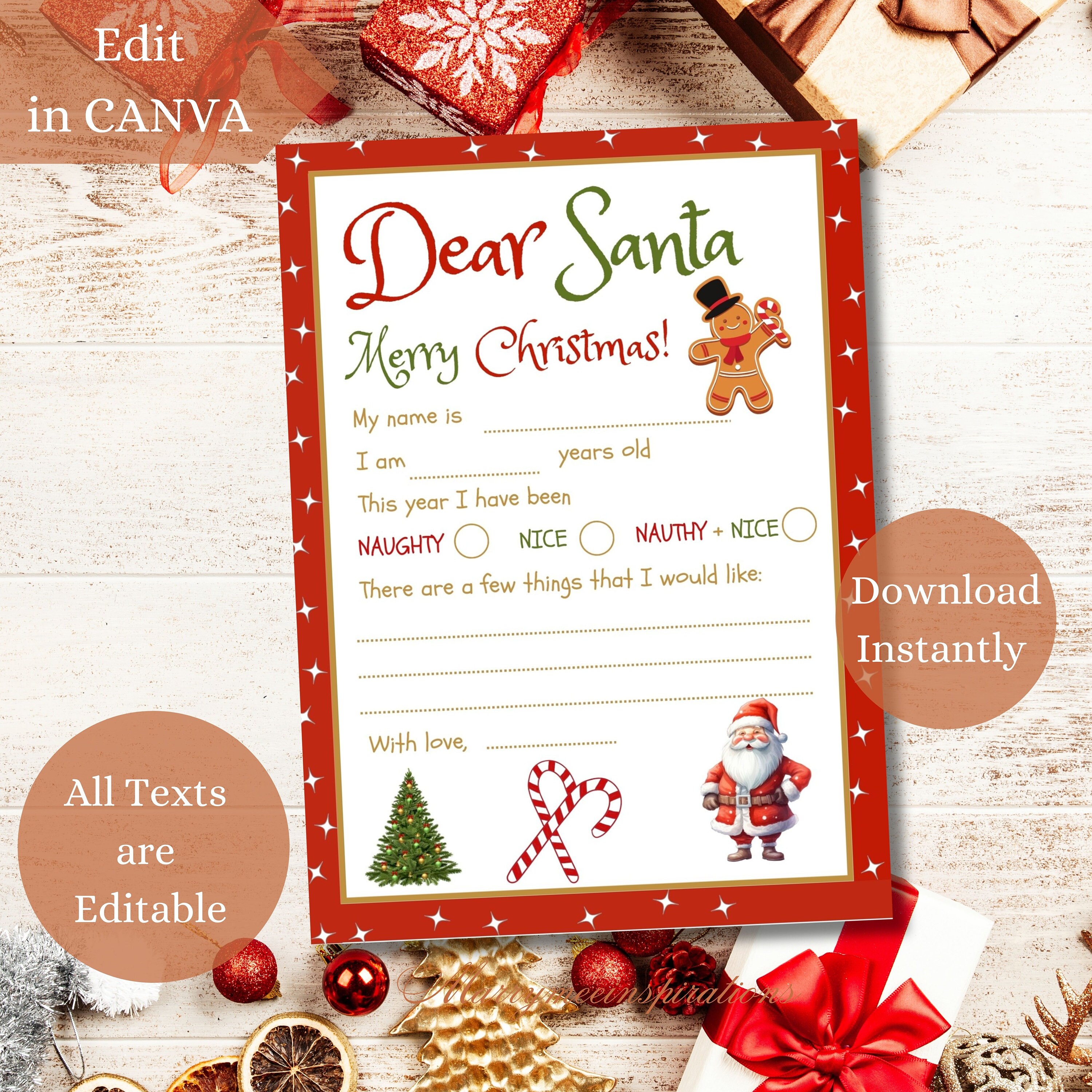Letter to Santa Template, Dear Santa Printable Letter to Santa ...