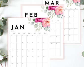 Watercolor Floral Calendar - Etsy