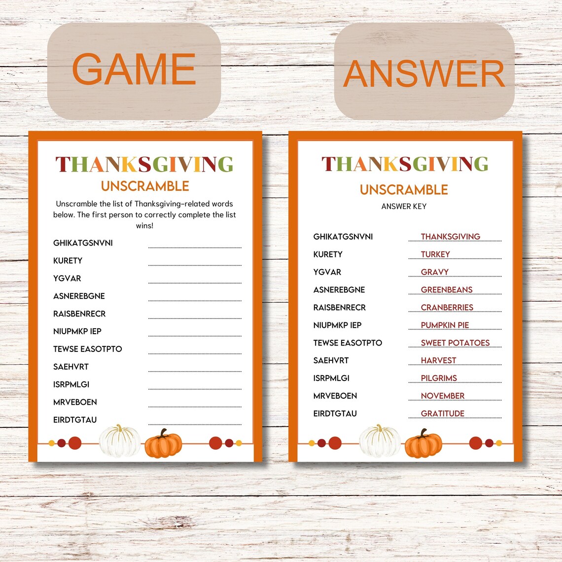 Thanksgiving Printable Games Template Thanksgiving Games Bundle ...