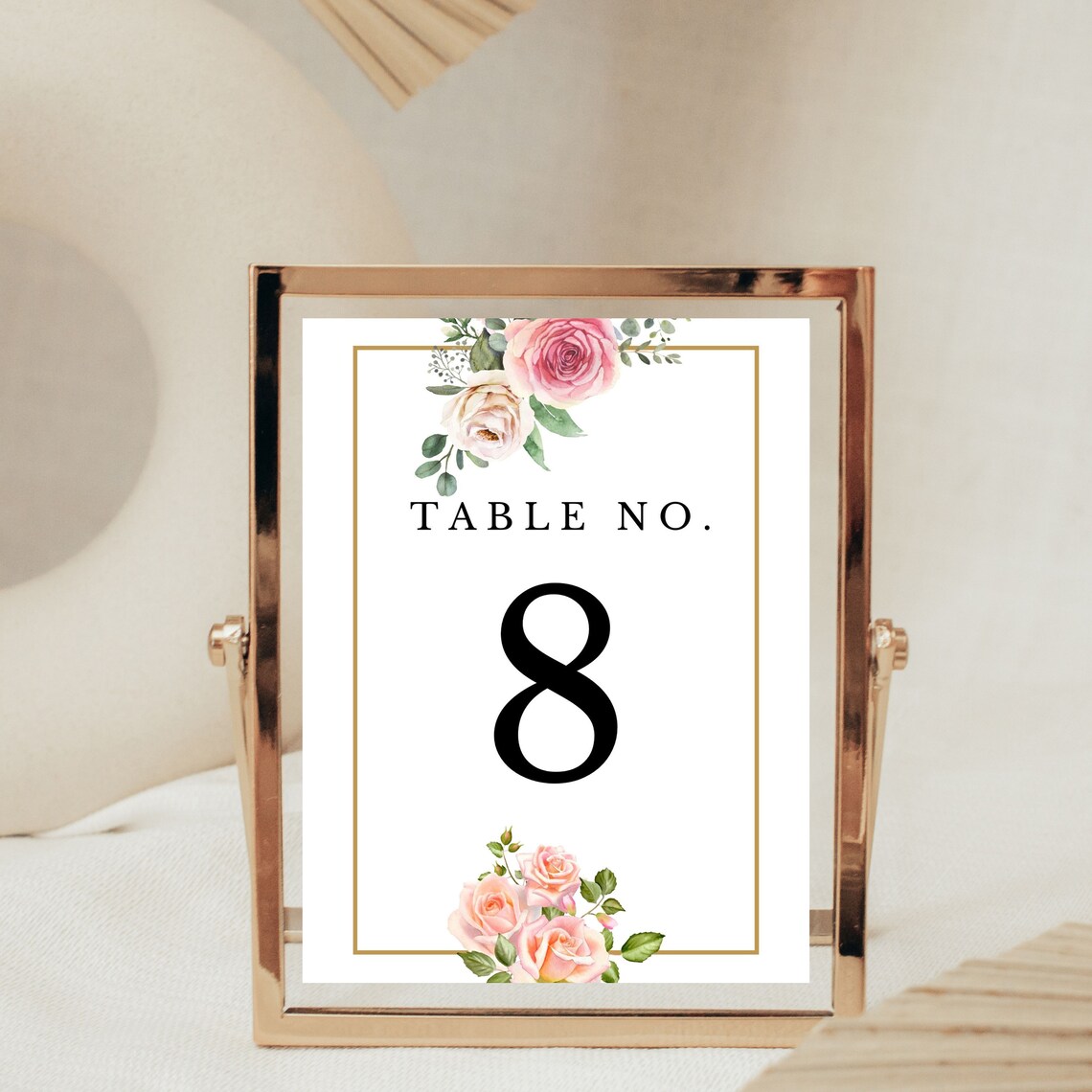 Editable Blush Pink Floral Table Numbers, Printable Table Decoration ...