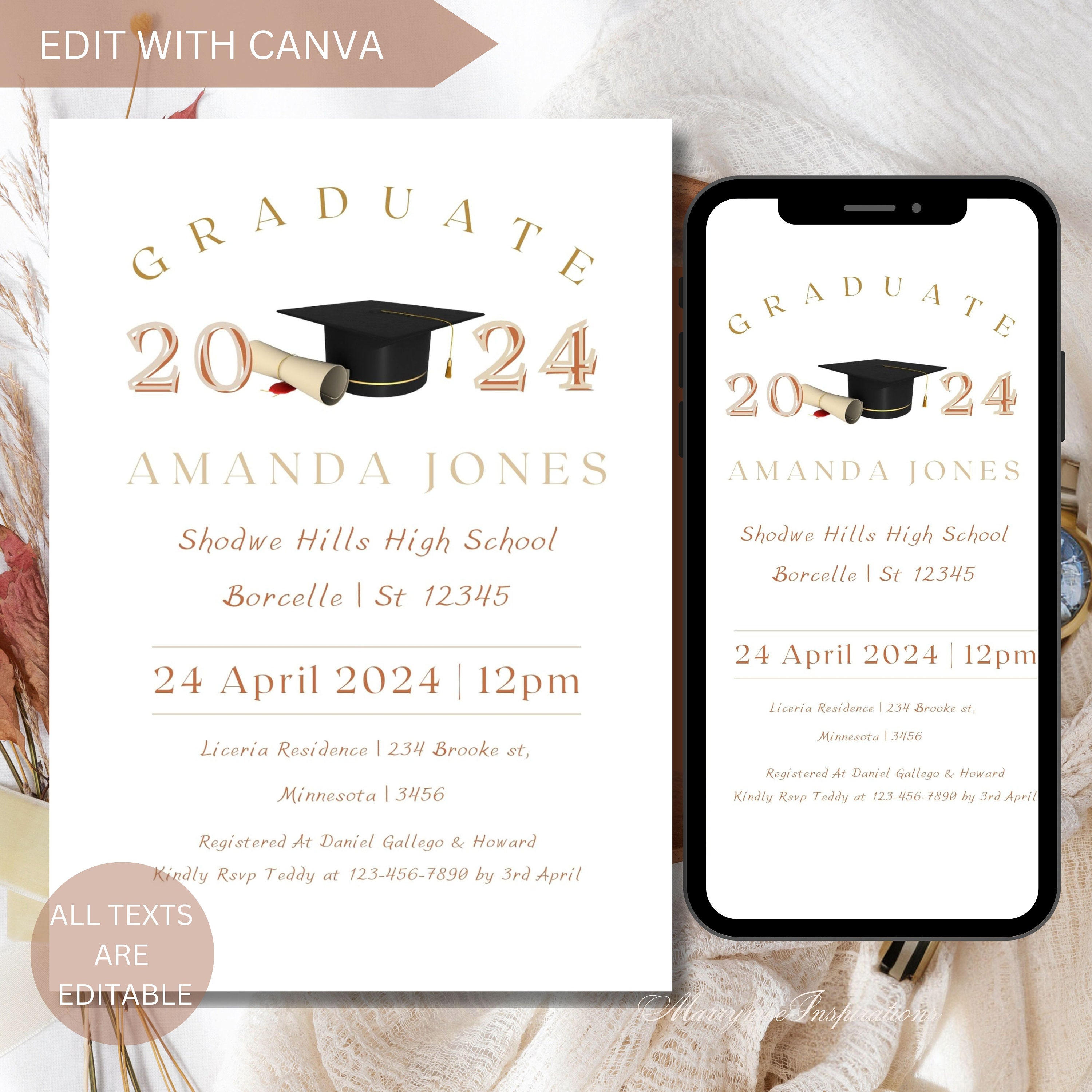 Graduation Invitation Template, Senior Graduate Announcement Template ...
