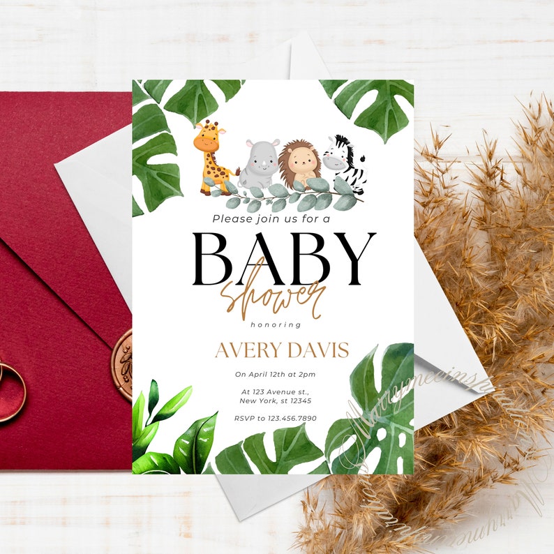 Editable Woodland Baby Shower Invitation, Cute Forest Greenery Wild ...