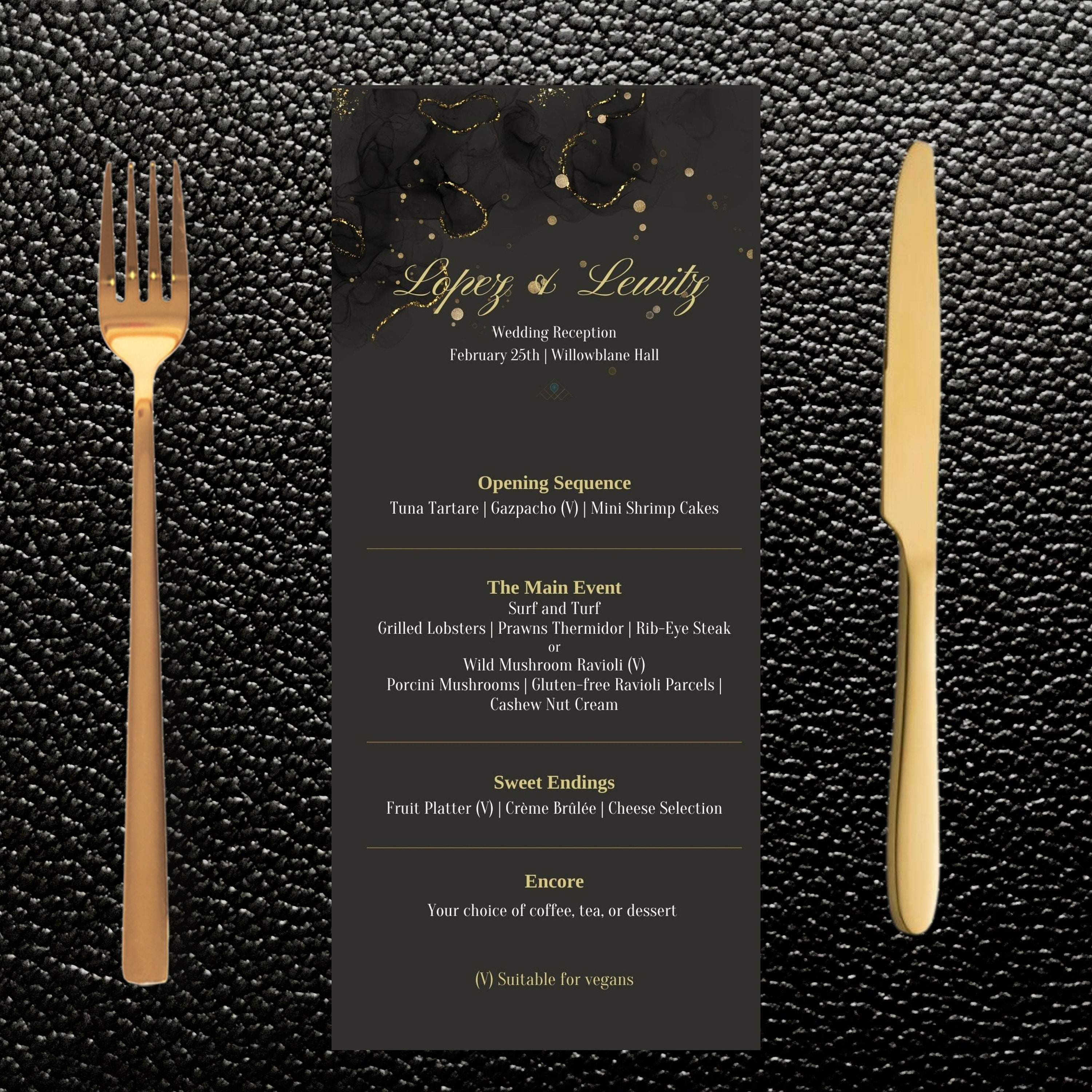 Editable Modern Black and Gold Menu Card Menu Template and - Etsy Ireland