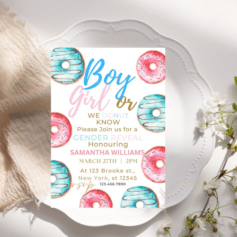 Donut Gender Reveal Donut Gender Reveal Party Donut Boy or - Etsy UK
