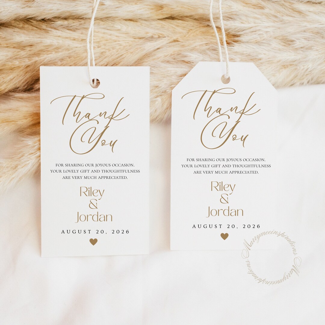 Editable Thank You Tags, Personalized Wedding Favors, 2 X 3.5 Template ...