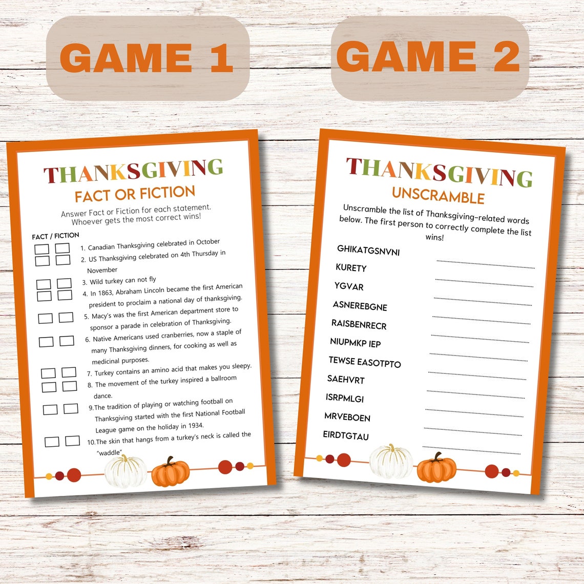 Thanksgiving Printable Games Template Thanksgiving Games Bundle ...