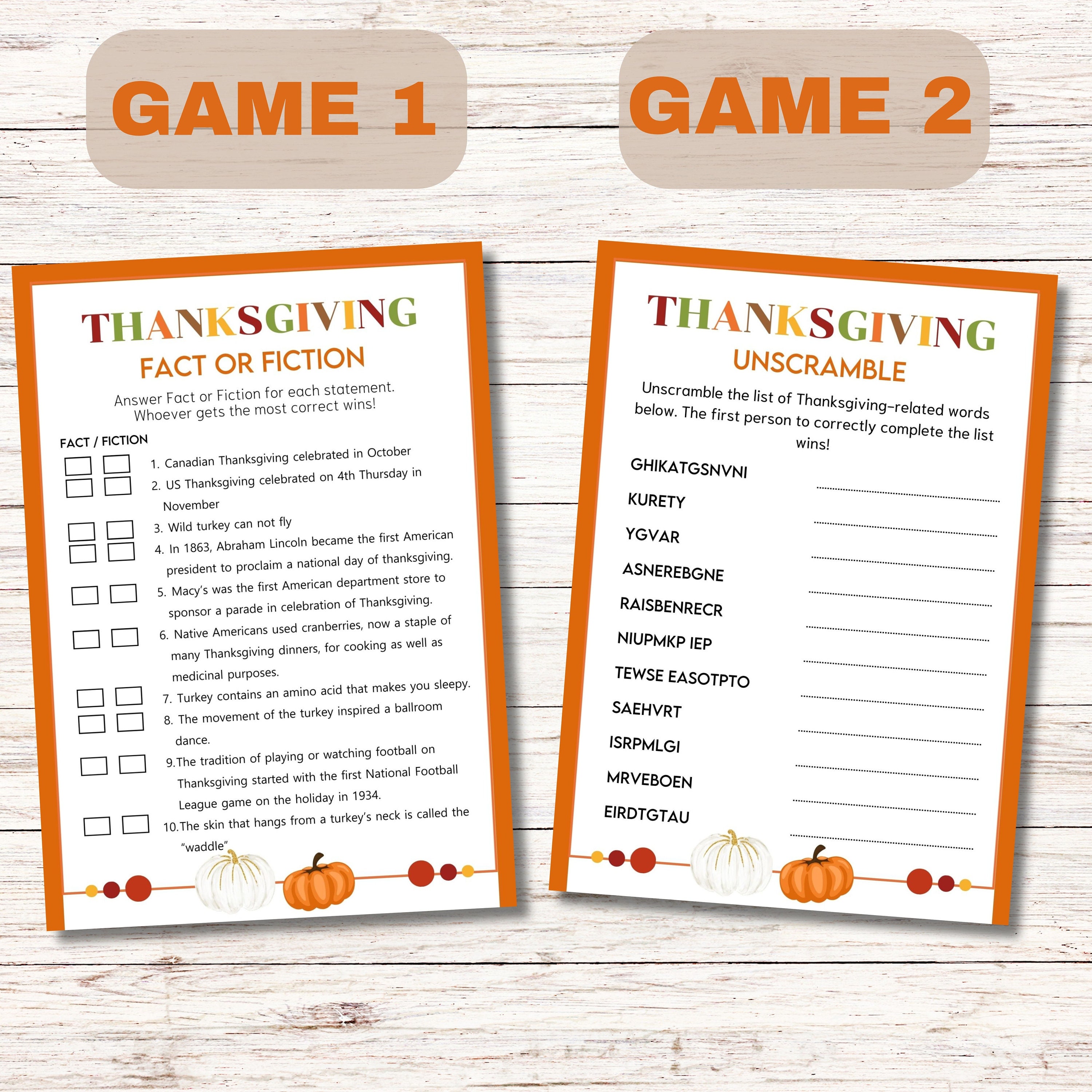 Thanksgiving Printable Games Template Thanksgiving Games Bundle ...