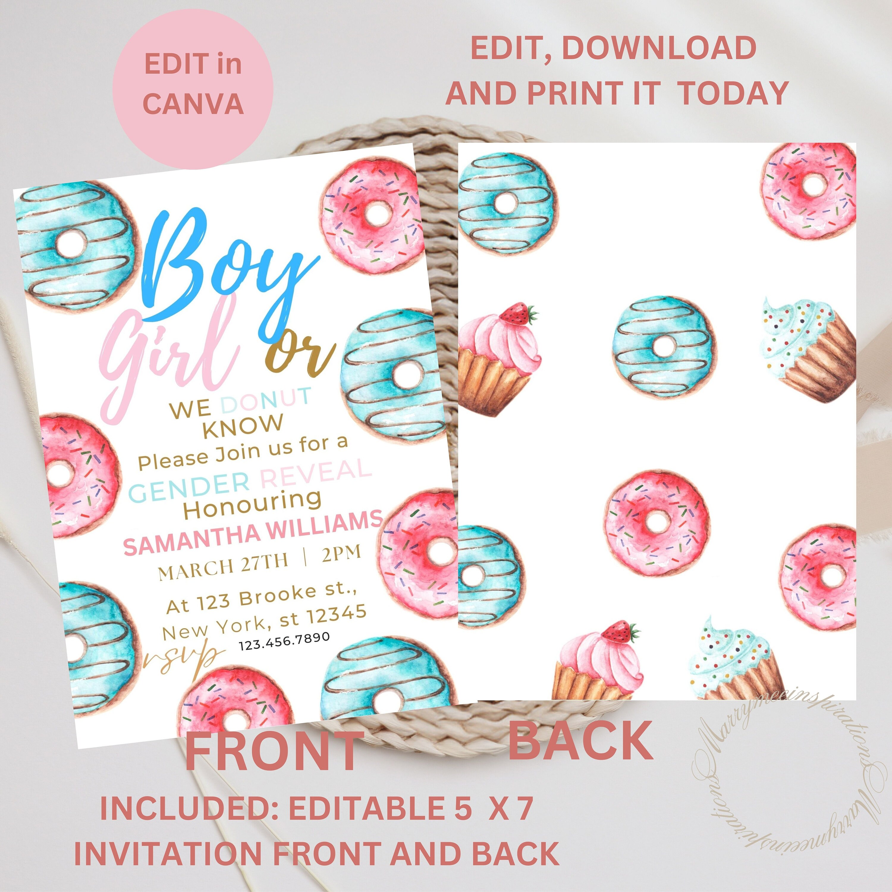Donut Gender Reveal Donut Gender Reveal Party Donut Boy or - Etsy UK