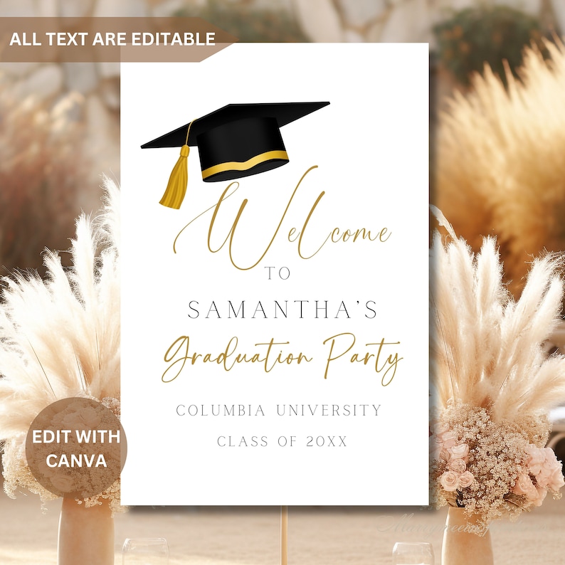 Minimalist Graduation Party Welcome Sign, Editable Photo Template ...