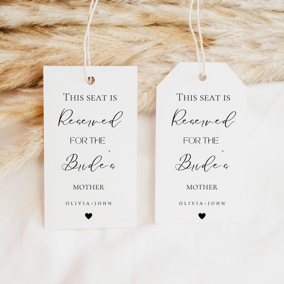 Reserved Chair Tags Minimalist Reserved Tag Modern Wedding Reserved Tag ...