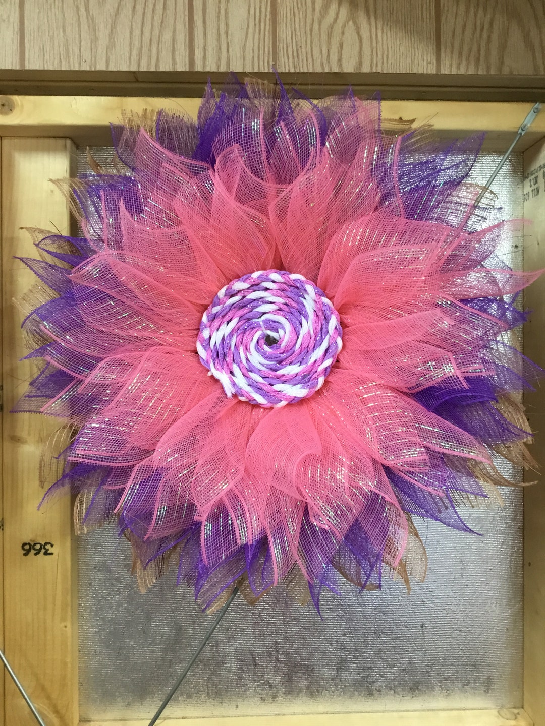 Deco Mesh Flower Wreath - Etsy