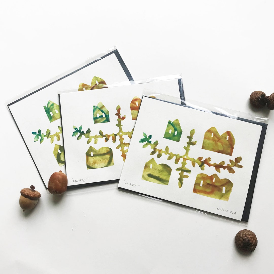 A2 Screen Printed Cards home // Handmade Greeting Cards // Monoprinted ...