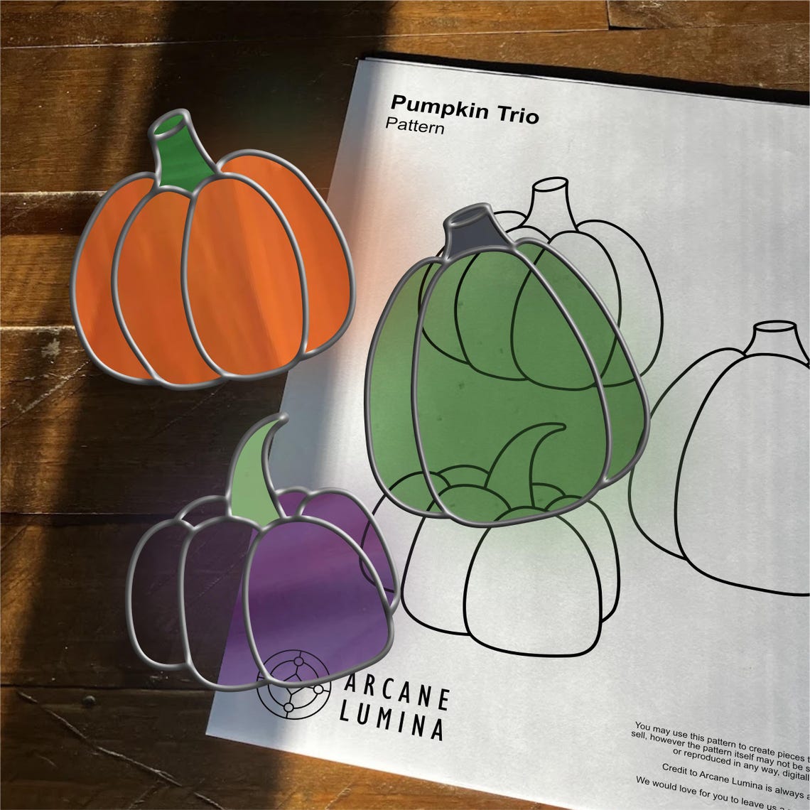 Pumpkin Trio, Stained Glass Pattern, Suncatchers, Digital Download, PDF ...