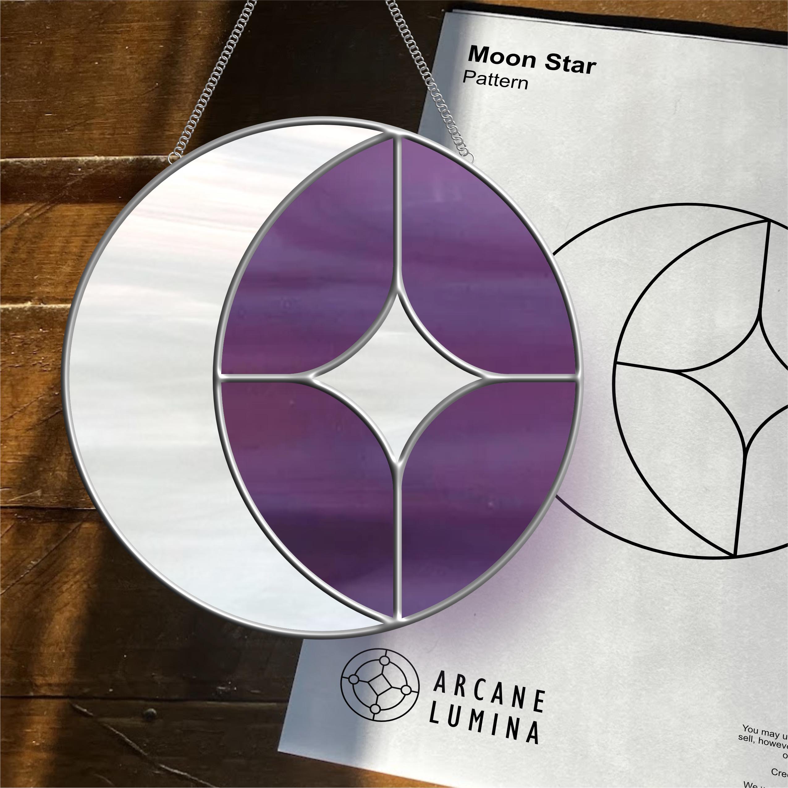 Moon Star, Stained Glass Pattern, Suncatcher, Digital Download, PDF ...