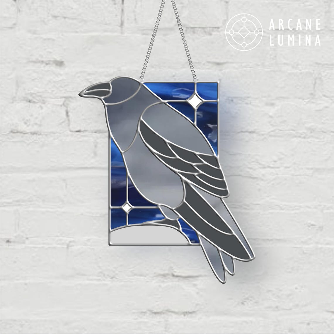 Raven, Stained Glass Pattern, Suncatcher, Digital Download, PDF, PNG - Etsy