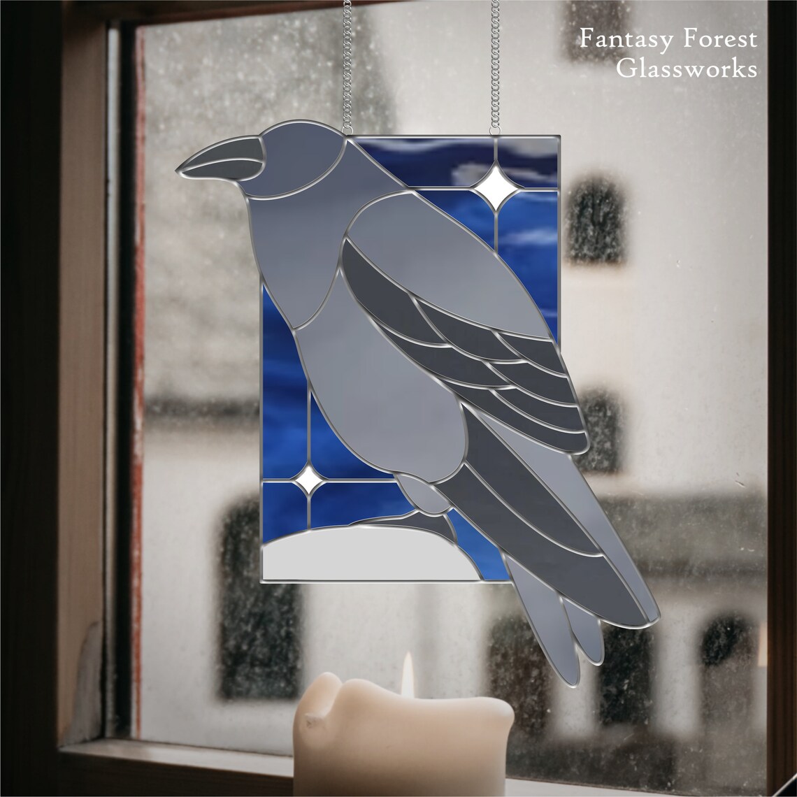 Raven, Stained Glass Pattern, Suncatcher, Digital Download, PDF, PNG - Etsy