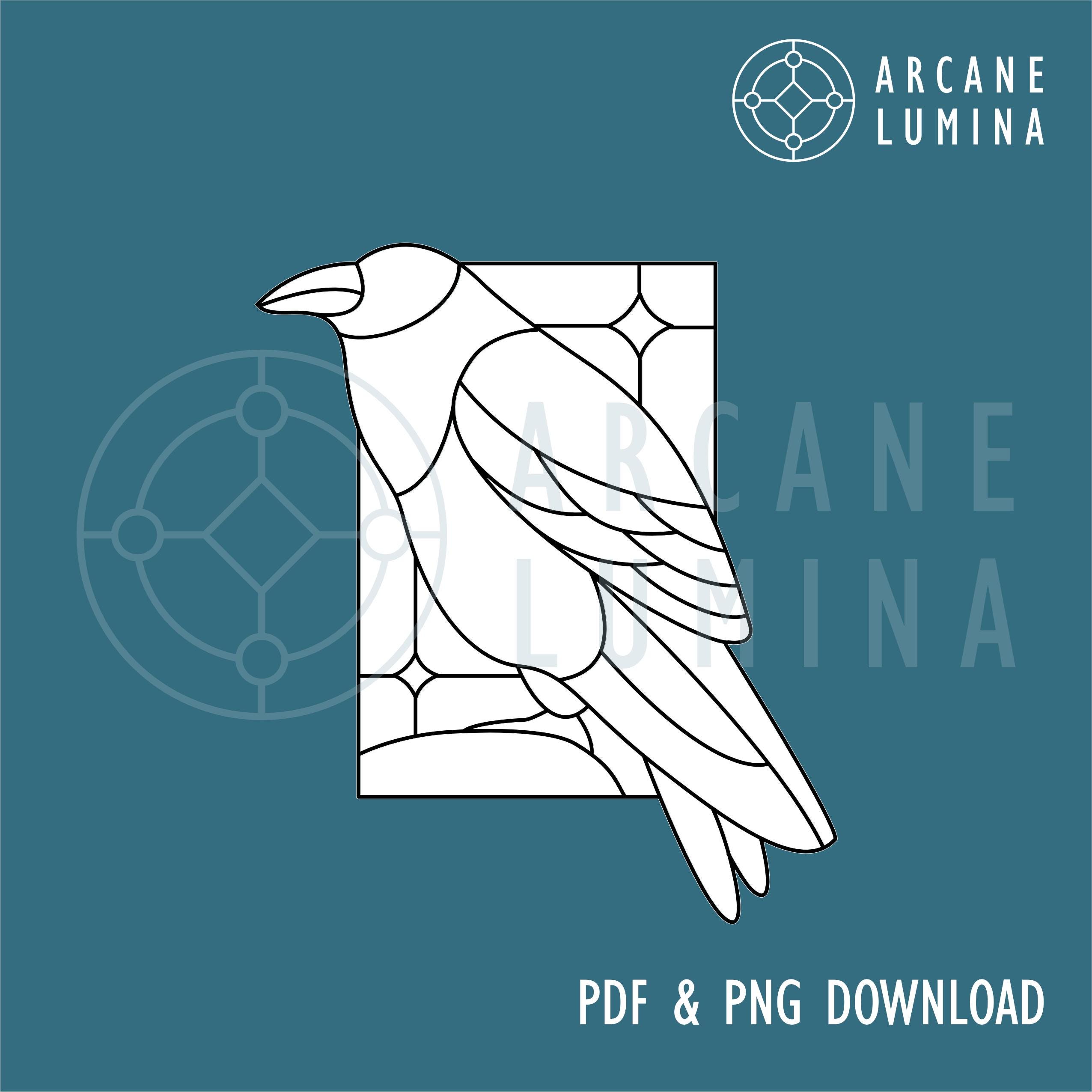 Raven, Stained Glass Pattern, Suncatcher, Digital Download, PDF, PNG - Etsy