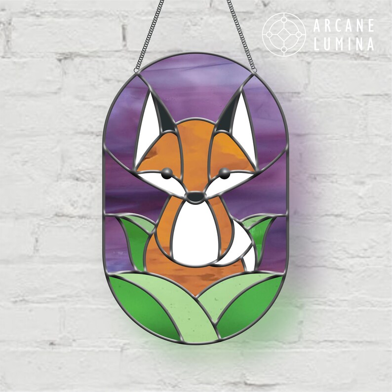 Meadow Fox, Stained Glass Pattern, Suncatcher, Wall Hanging, Digital ...