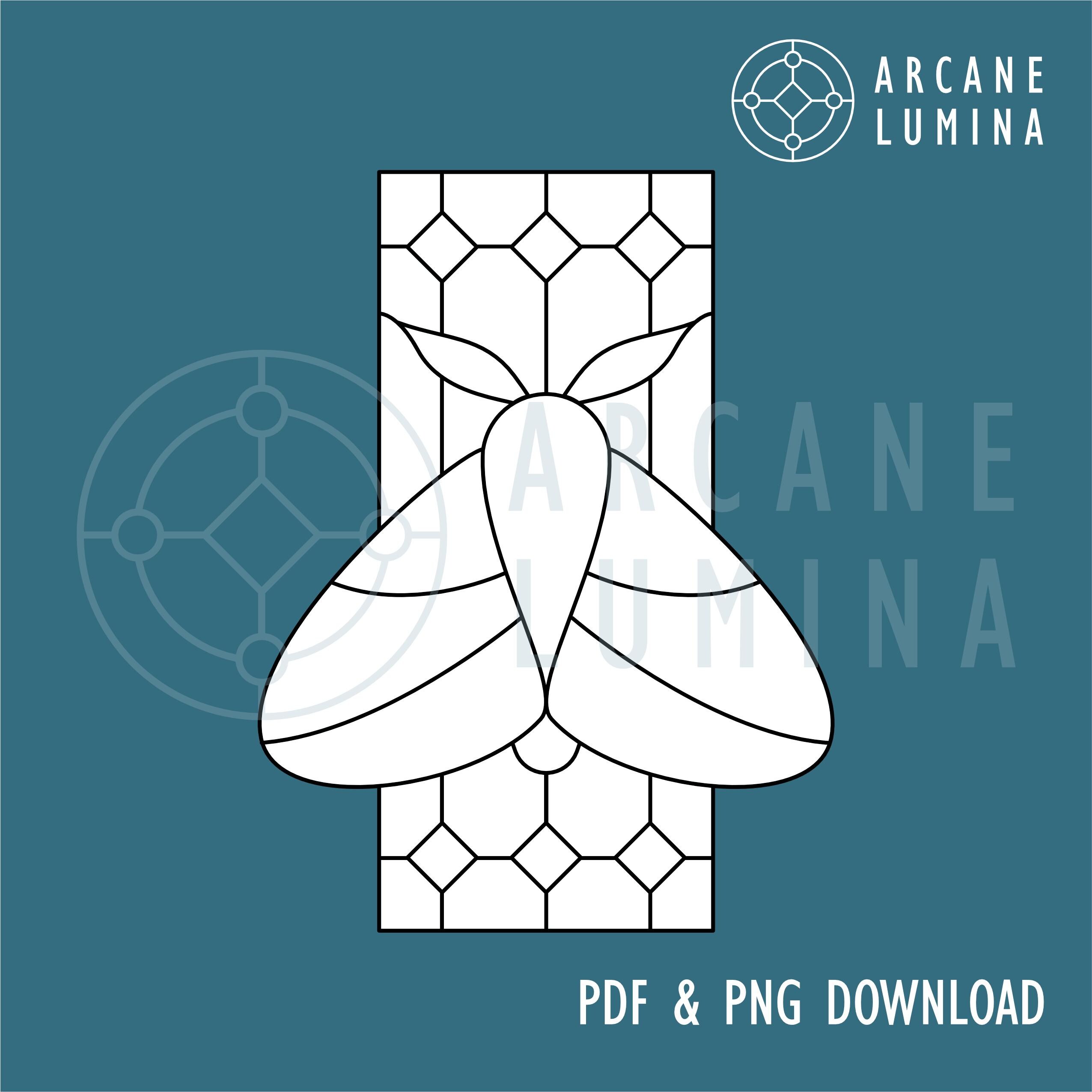 Rosy Maple Moth, Stained Glass Pattern, Suncatcher, DIY, Digital ...