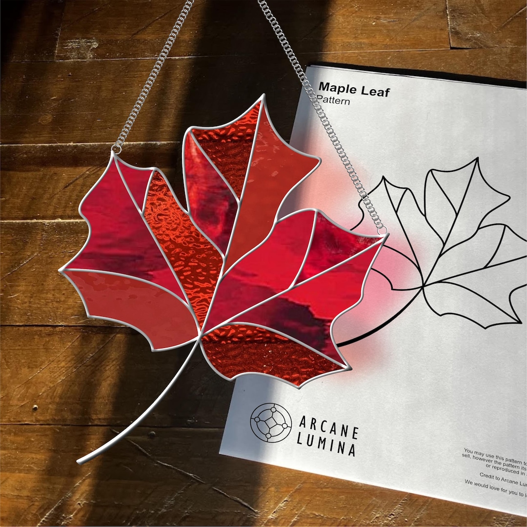 Canadian Maple Leaf Stained Glass Pattern, Suncatcher, DIY, Digital ...
