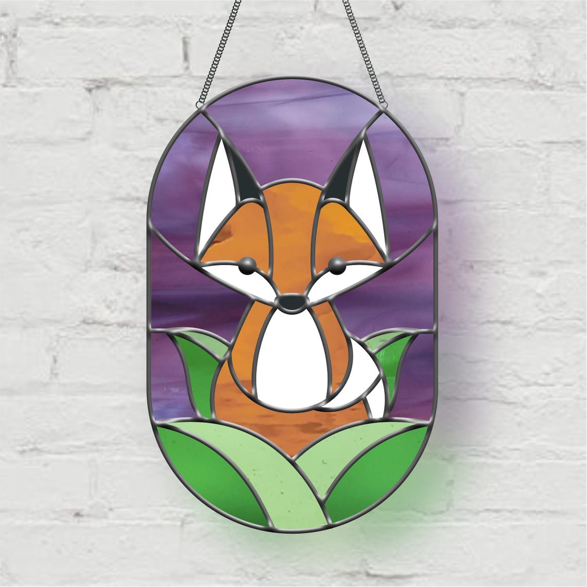 Meadow Fox, Stained Glass Pattern, Suncatcher, Wall Hanging, Digital ...