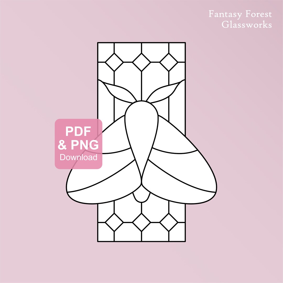 Rosy Maple Moth, Stained Glass Pattern, Suncatcher, DIY, Digital ...