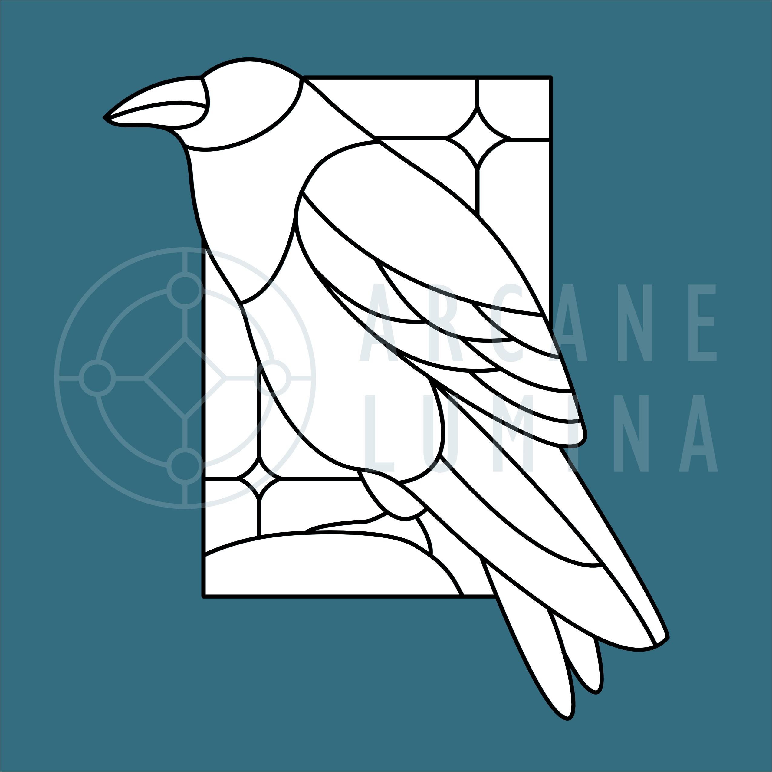 Raven, Stained Glass Pattern, Suncatcher, Digital Download, PDF, PNG - Etsy