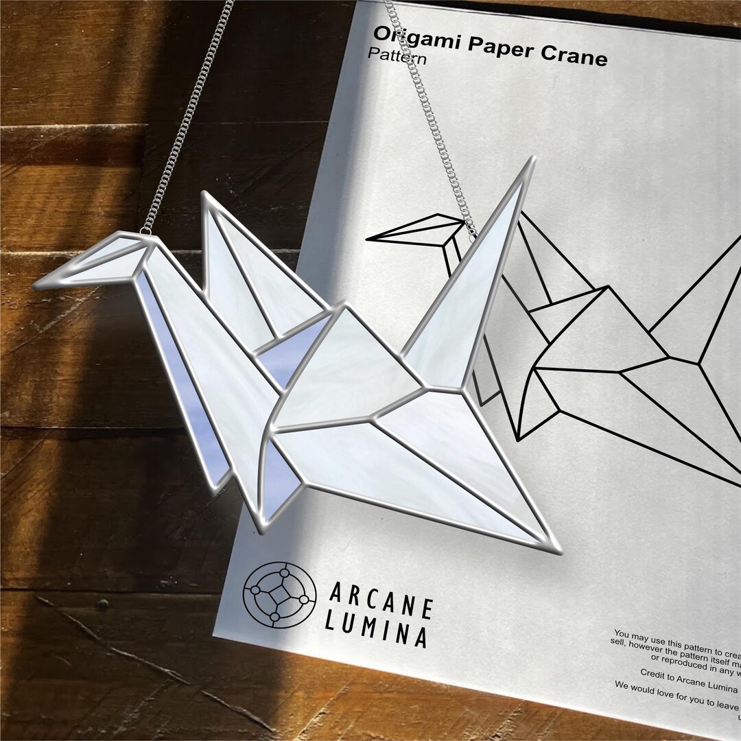 Origami Paper Crane, 2D, Stained Glass Pattern, Suncatcher, Wall ...