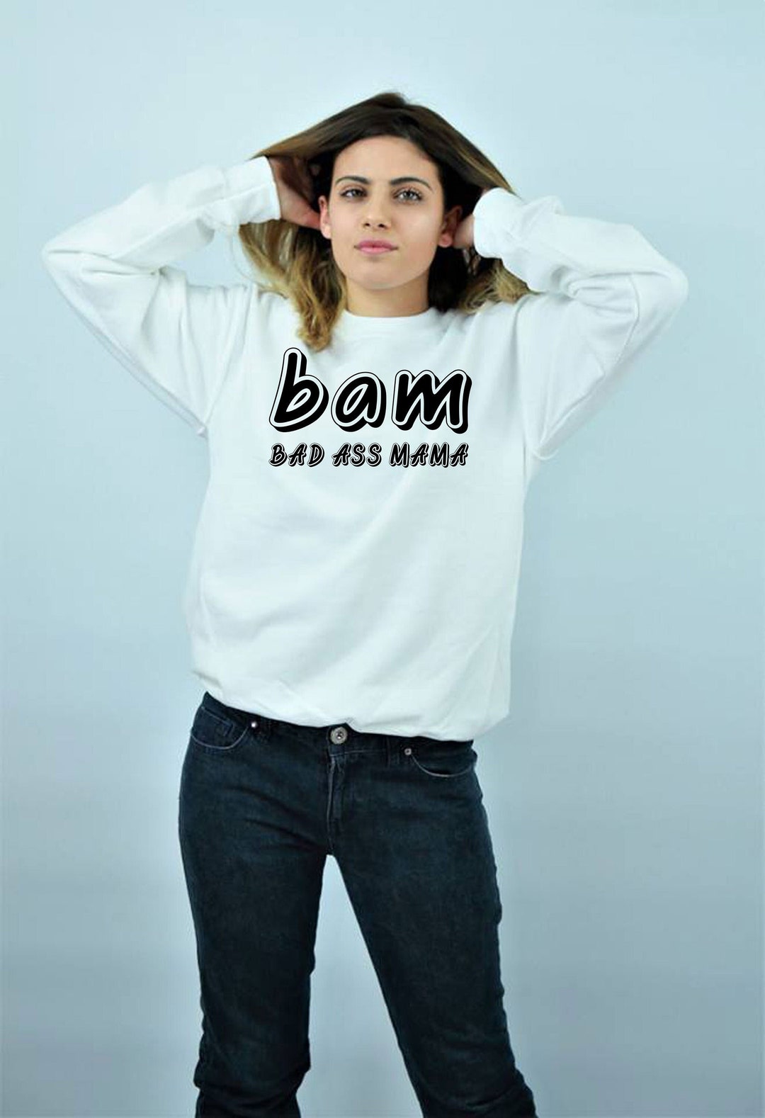 Bam Bad Ass Mama Funny Mother's Day Gift Sweatshirt Jumper Sweater ...