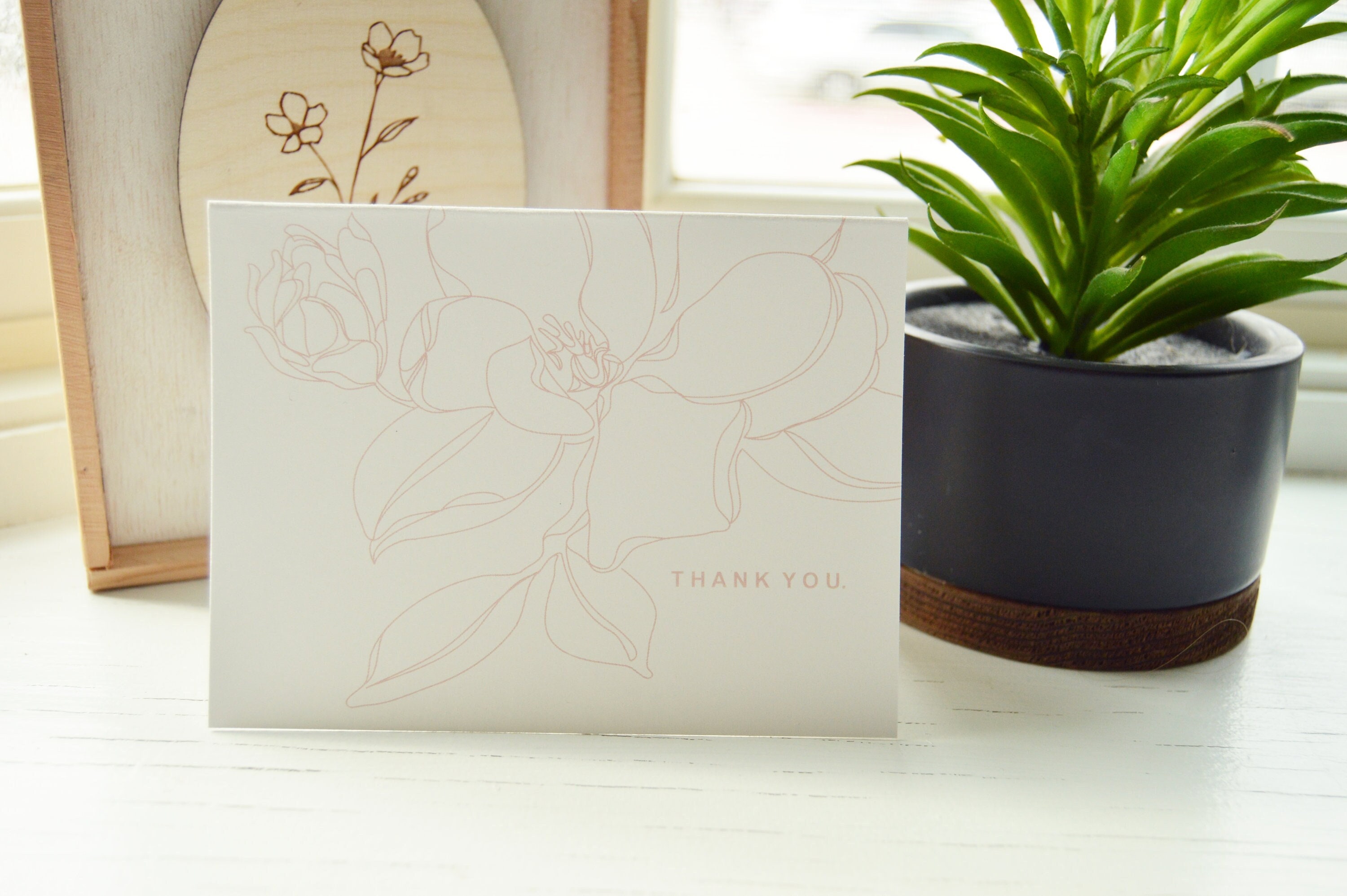 Simple Flower Thank You Cards | Hand Illustrated | 4x5.5inch Cards ...