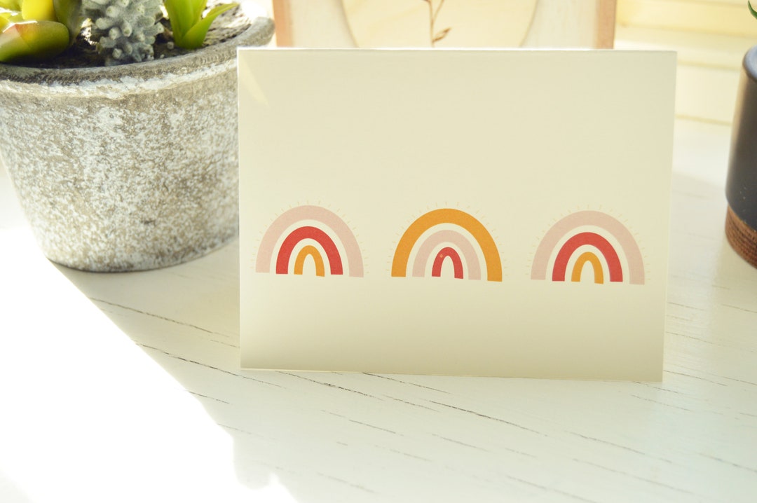 Simple Rainbow Cards Hand Illustrated 4 X 5.5inch Blank Cards Brown ...